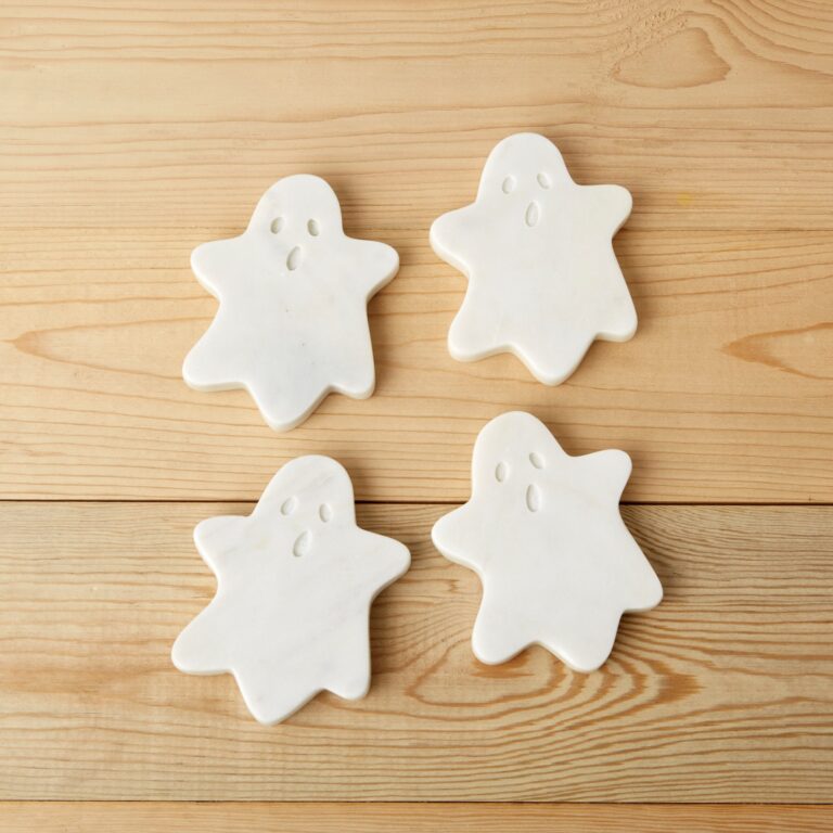 White Marble Ghost Coasters, Set of 4 - Be Home B2B Site